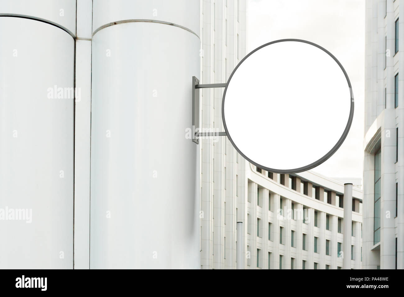 Blank shop sign. Round signage mockup. 3d illustration Stock Photo - Alamy