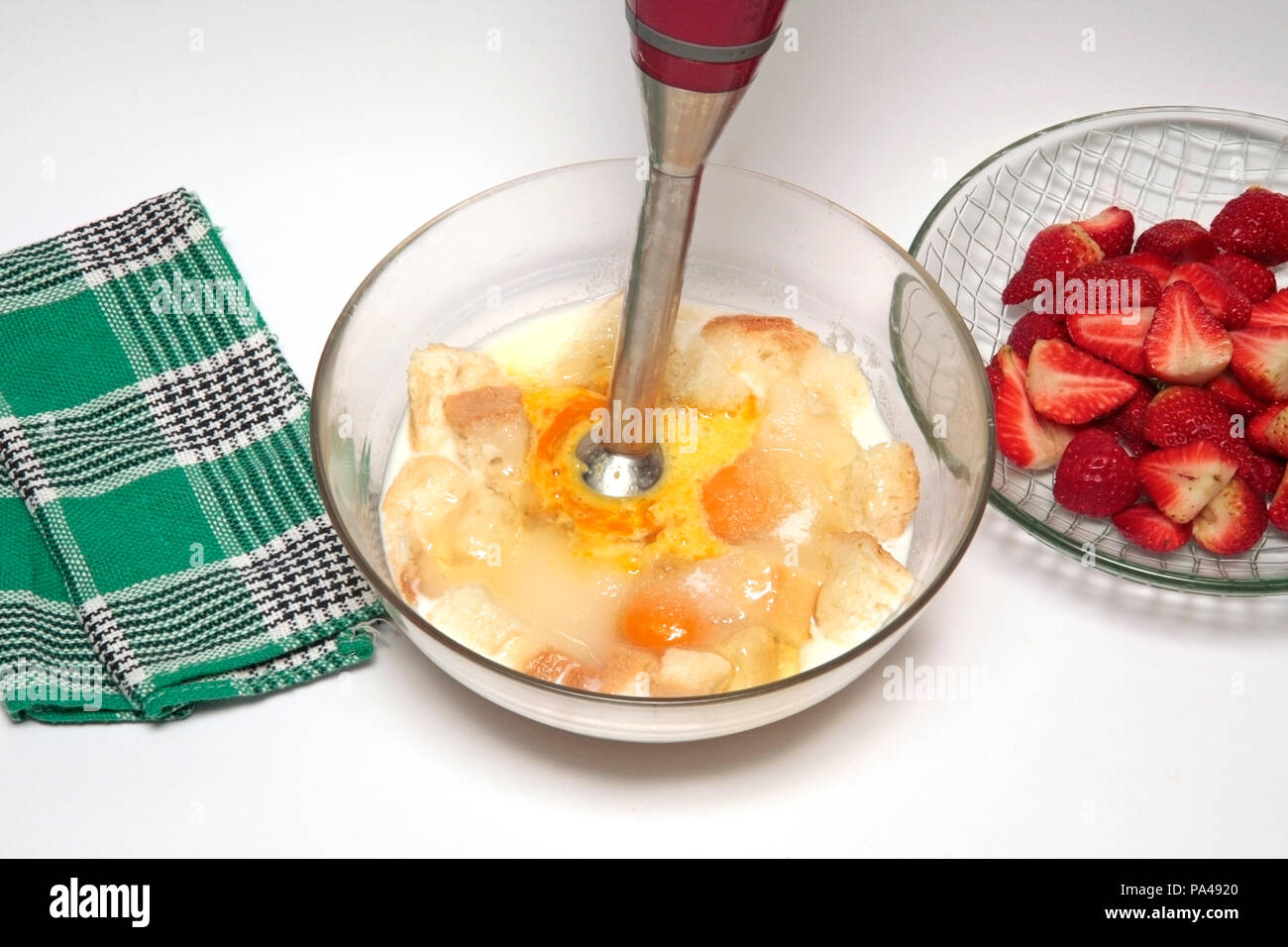 Strawberries pudding. Step by step. Prepared dish: BK6J6C-BK6J56 Stock ...