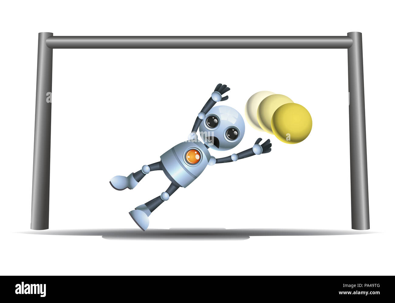 illustration of a happy droid little robot goal keeper on isolated ...