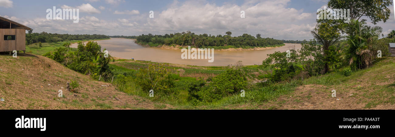 Javari River, the tributary of the Amazon River, Amazonia.Selva on the ...
