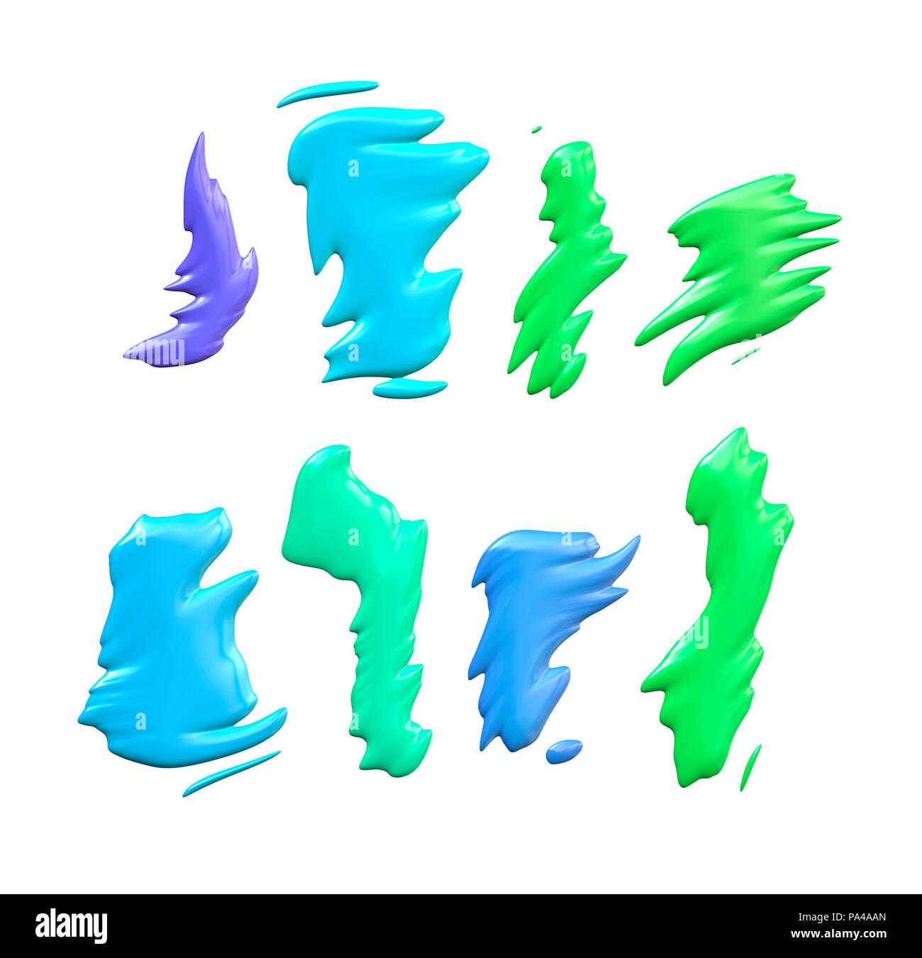 An illustration of 8 nice abstract color splashes Stock Photo - Alamy