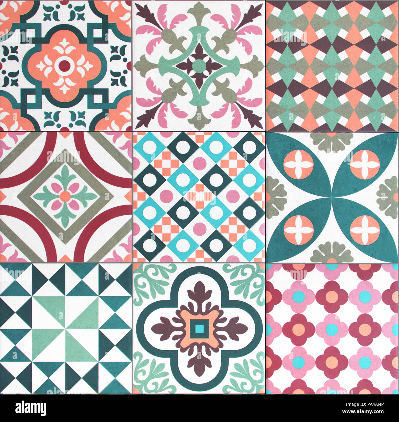 colorful, decorative tile pattern patchwork design Stock Photo - Alamy