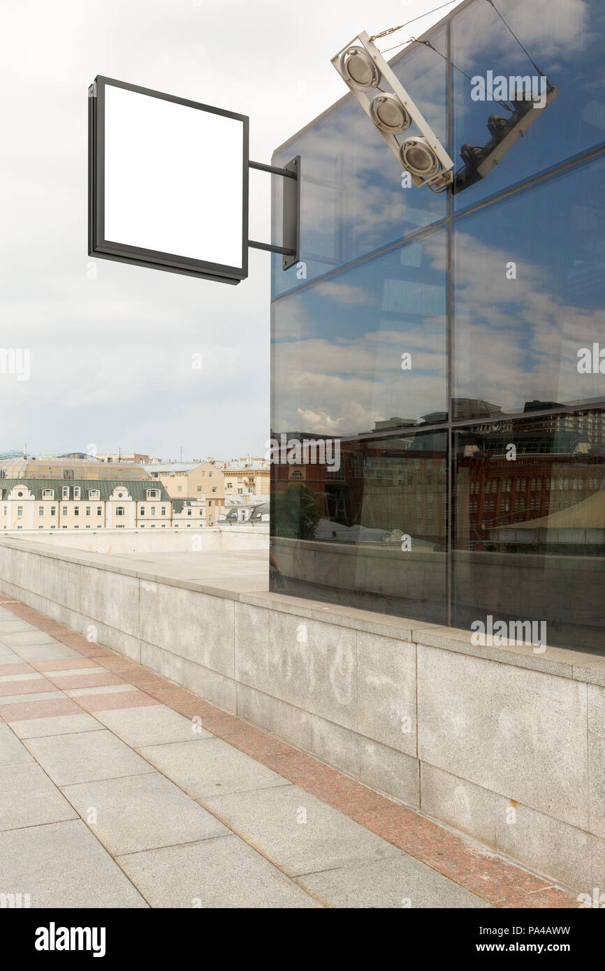 Blank shop sign. Square signage mockup Stock Photo - Alamy