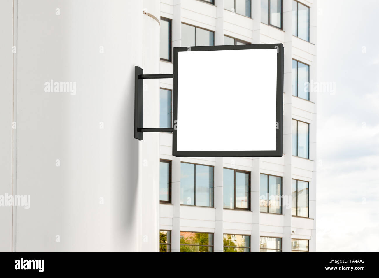 Blank shop sign. Square signage mockup. 3d illustration Stock Photo - Alamy