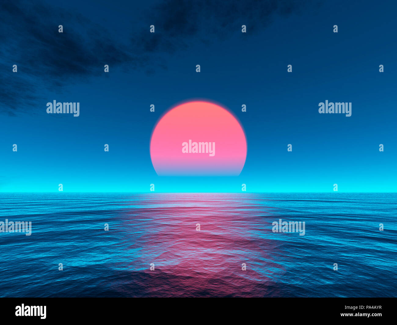 An illustration of a bright red sunset Stock Photo - Alamy