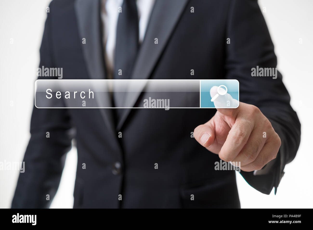 Finger search button on screen hi-res stock photography and images - Alamy