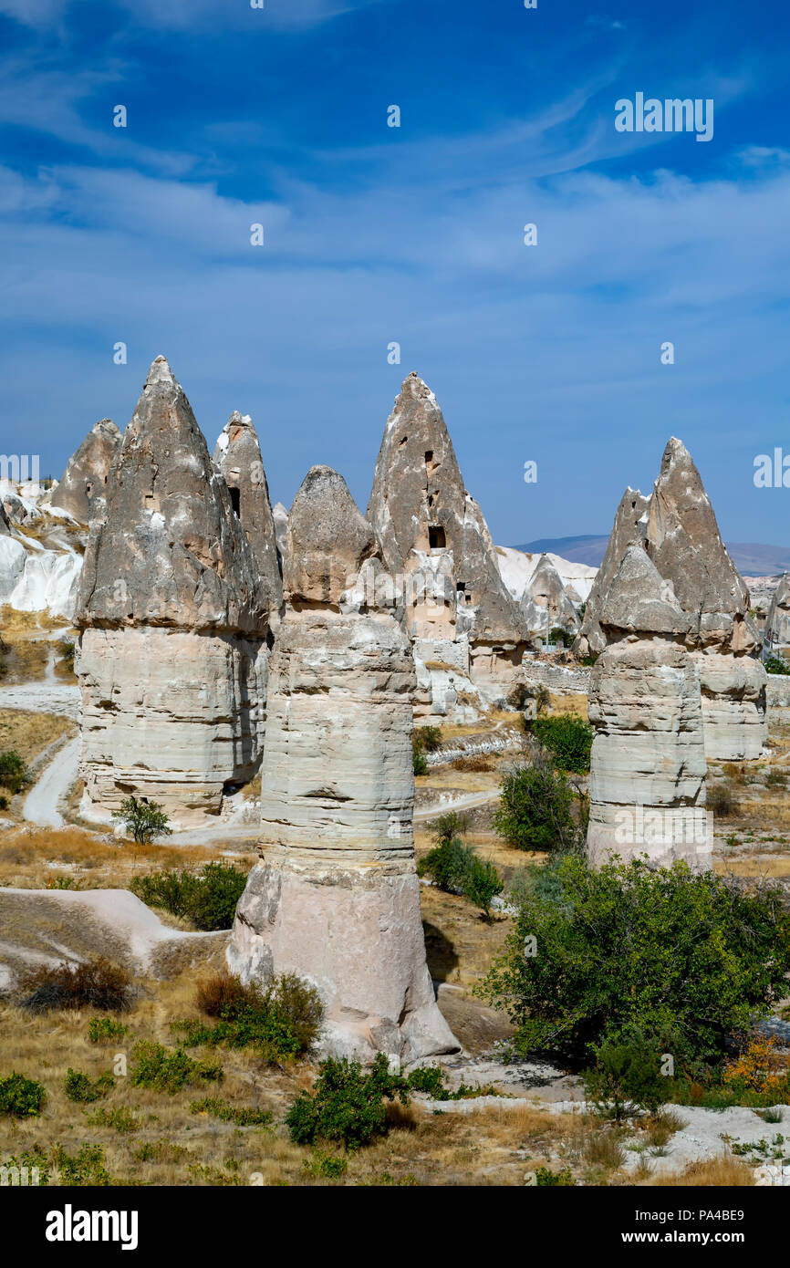 Fairy chimneys and dwellings, Goreme, Cappadocia, Turkey Stock Photo ...