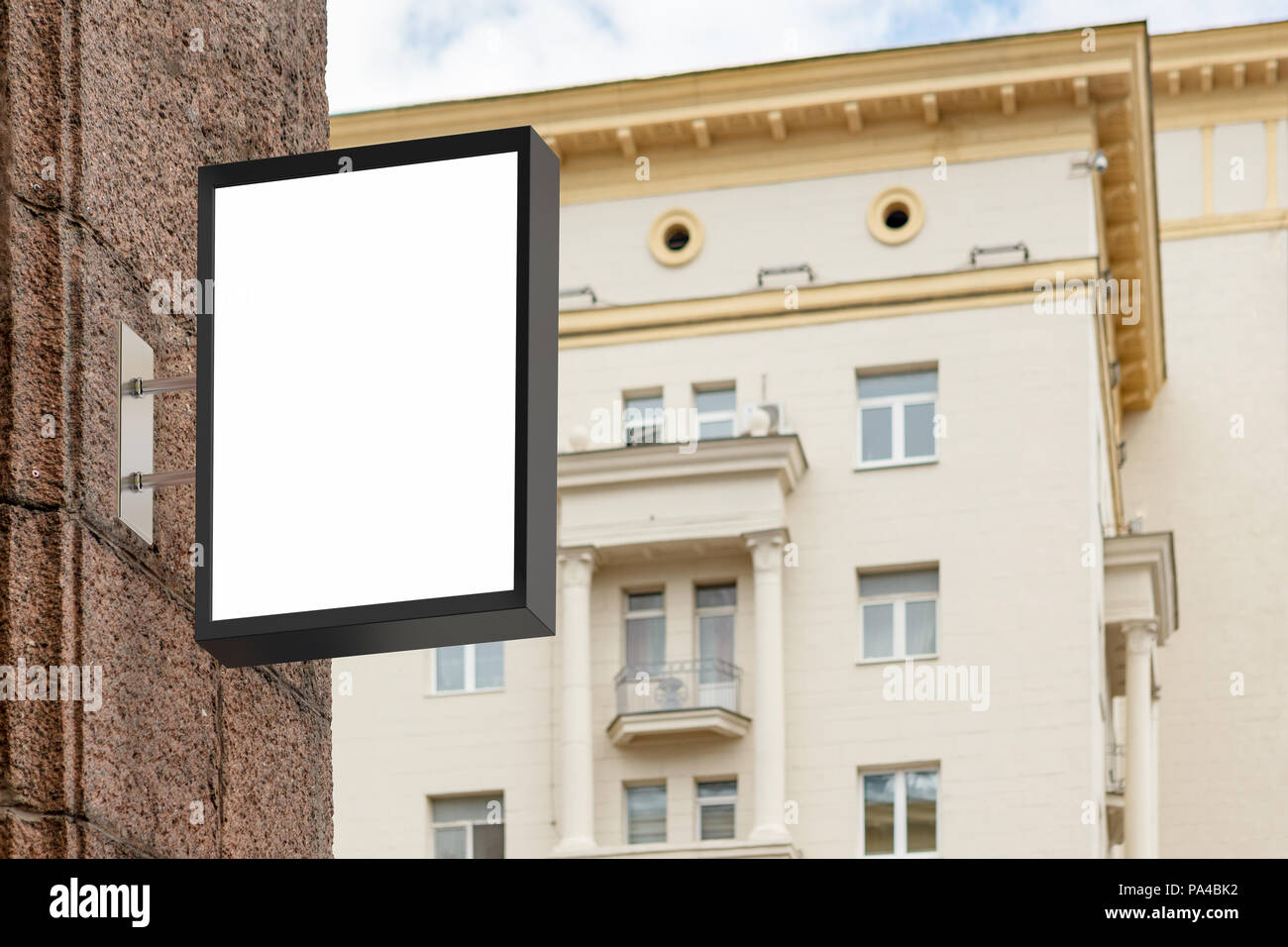 Blank shop sign. Vertical signage. 3d illustration Stock Photo - Alamy