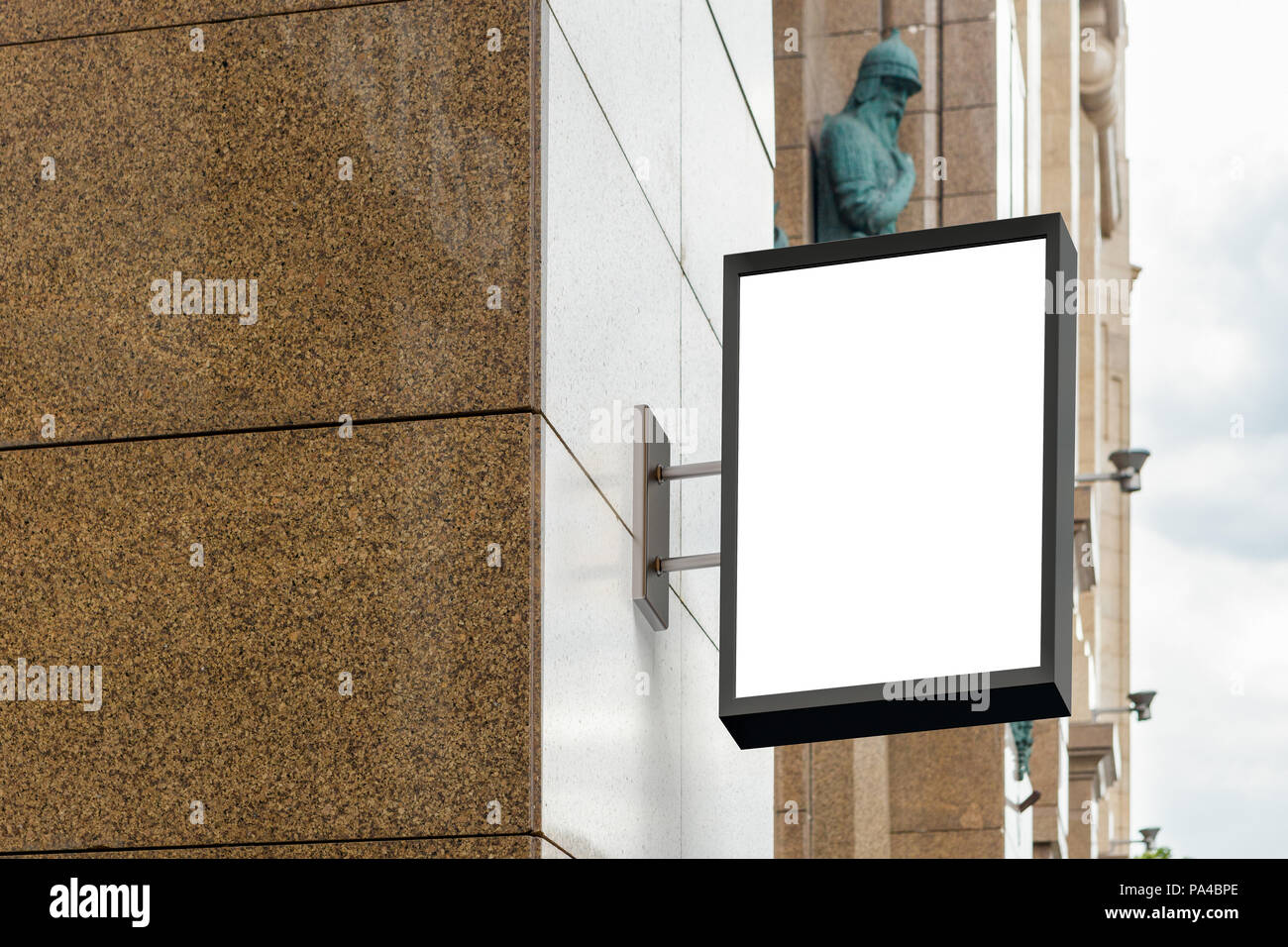 Blank shop sign. Vertical signage. 3d illustration Stock Photo - Alamy