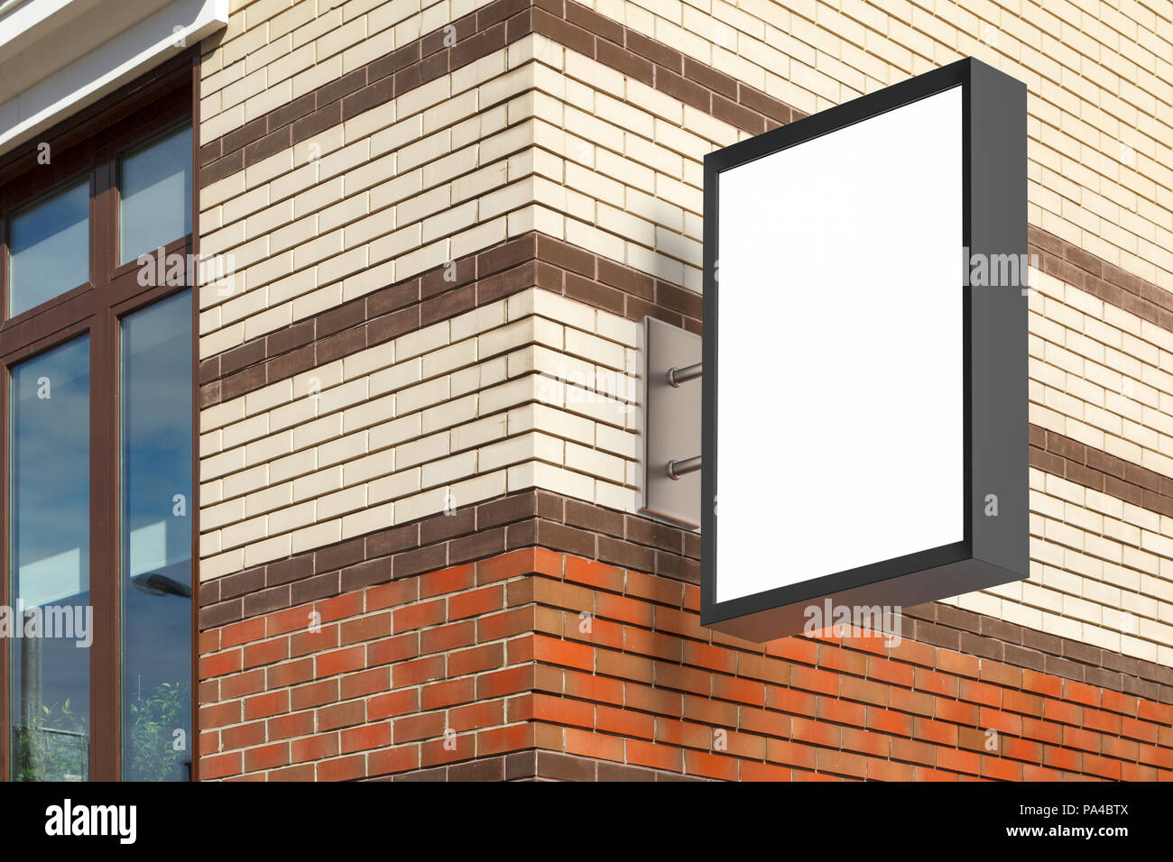 Blank shop sign. Vertical signage. 3d illustration Stock Photo - Alamy