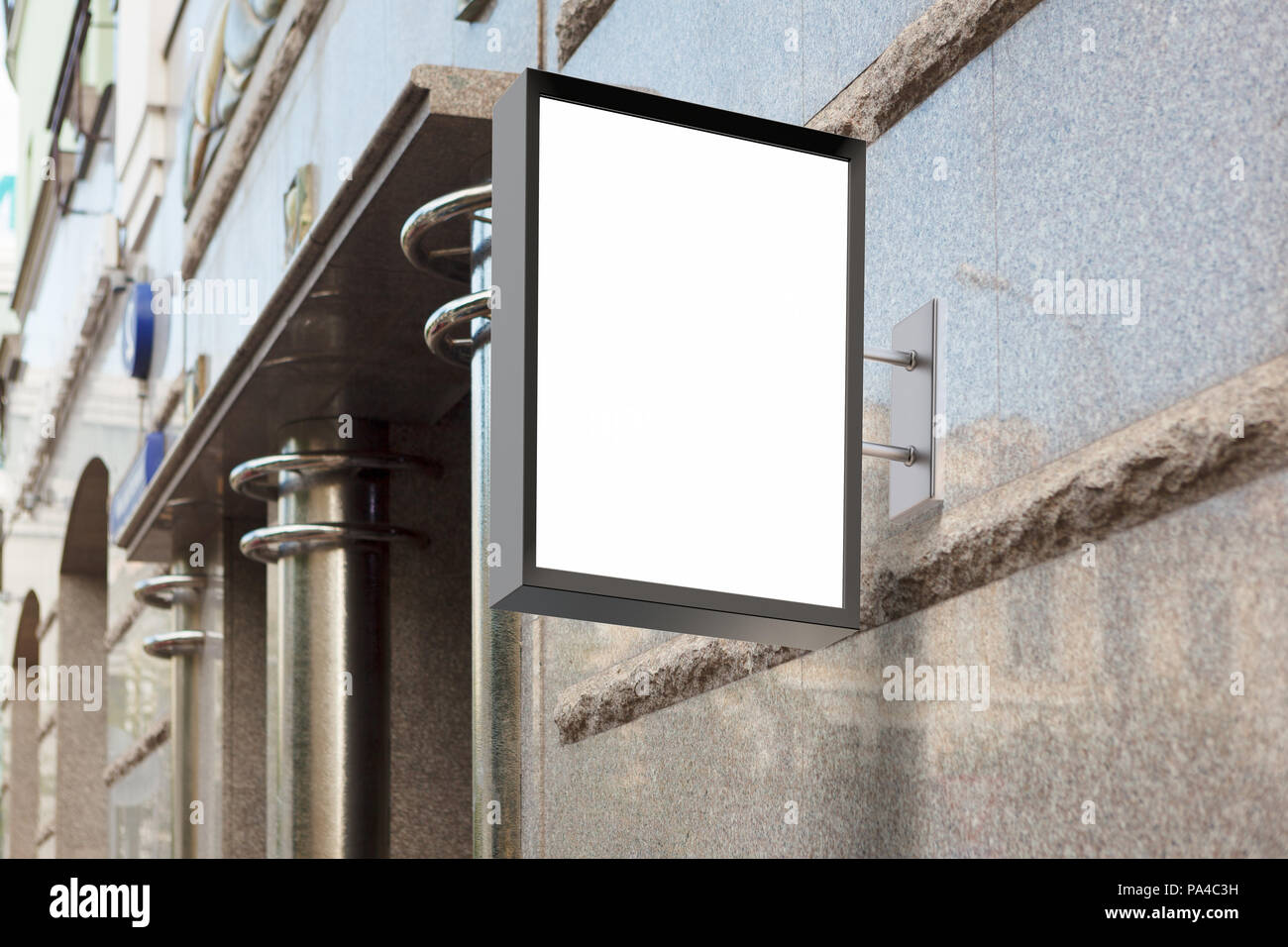 Blank shop sign. Vertical signage. 3d illustration Stock Photo - Alamy