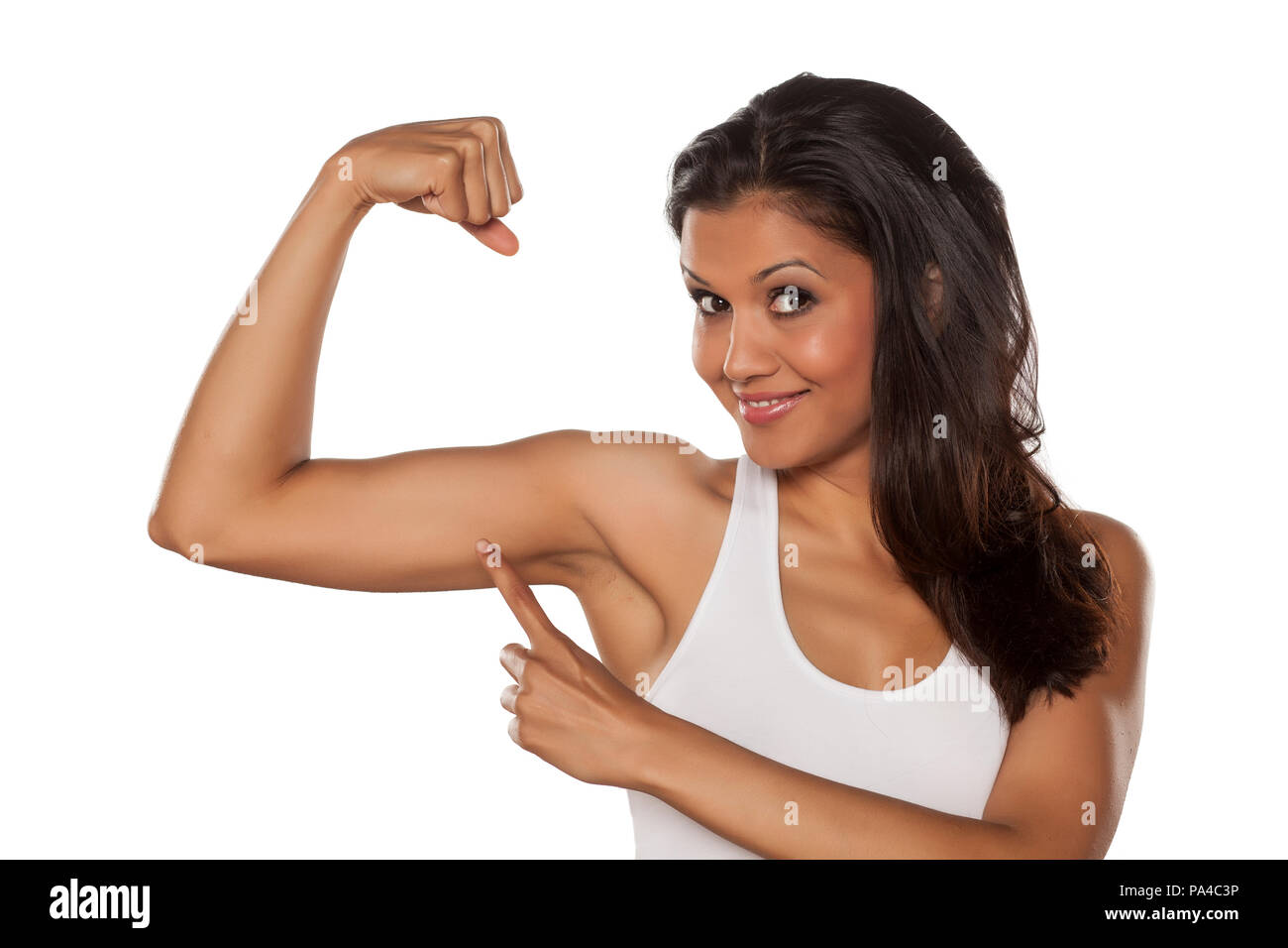 young beautiful woman showing her beautiful arm Stock Photo - Alamy