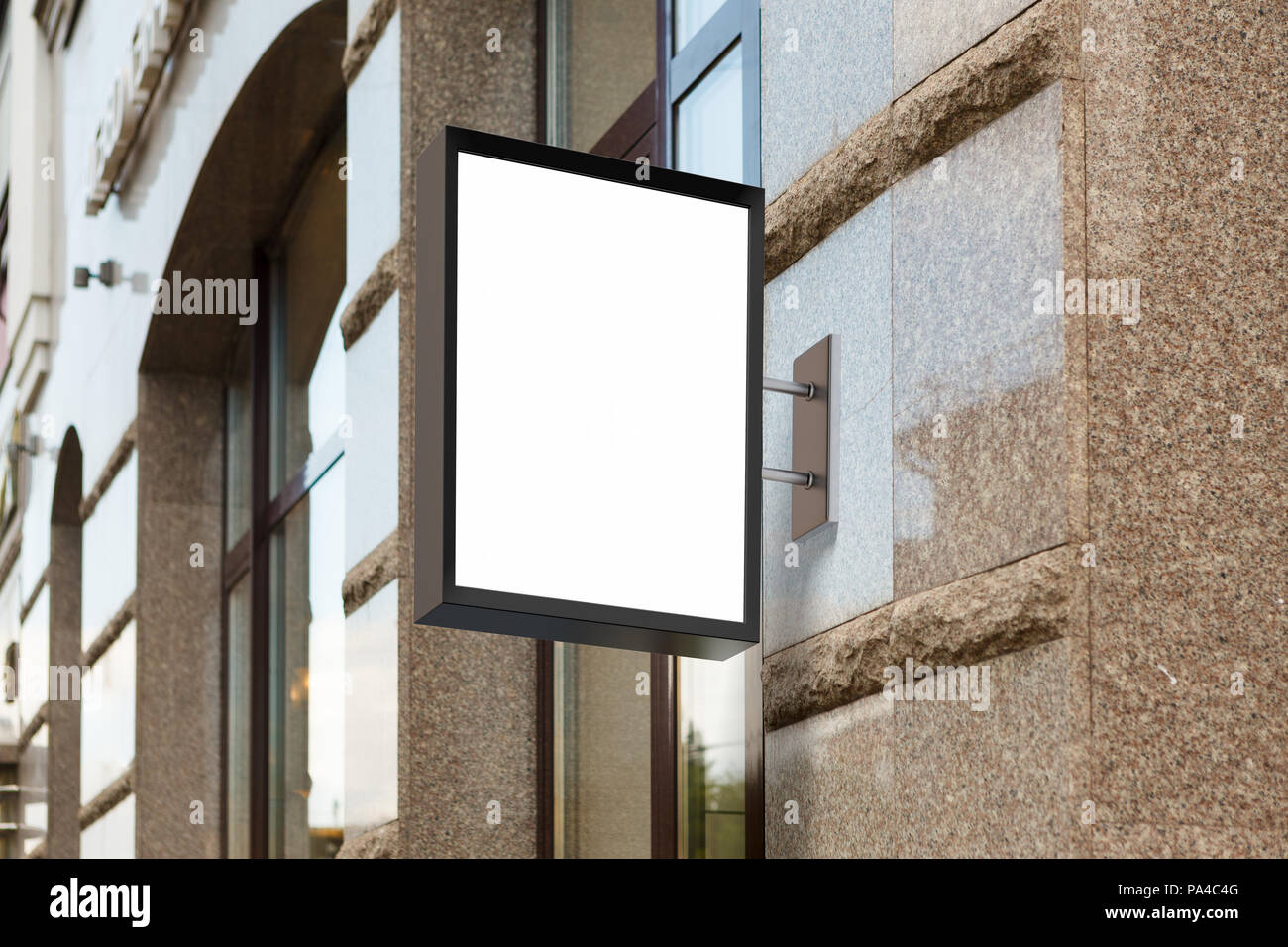 Blank shop sign. Vertical signage. 3d illustration Stock Photo - Alamy