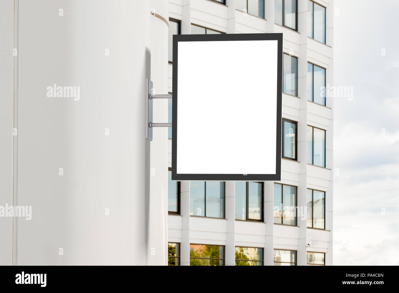 Blank shop sign. Vertical signage. 3d illustration Stock Photo - Alamy