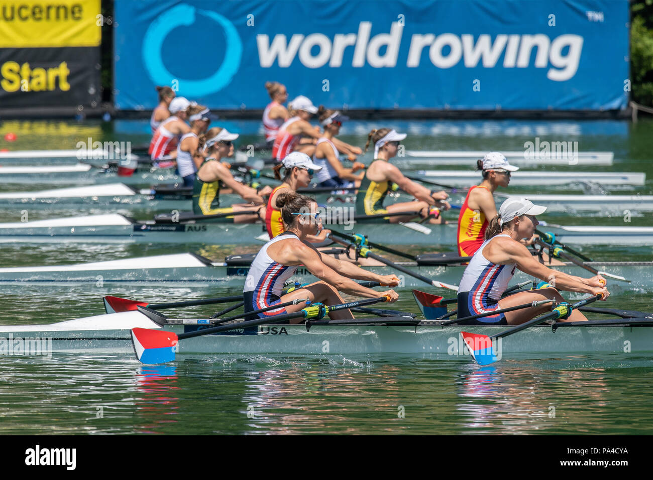 Lucerne, SWITZERLAND, 13th July 2018, Friday, USA "USA LW2X"., Bow ...