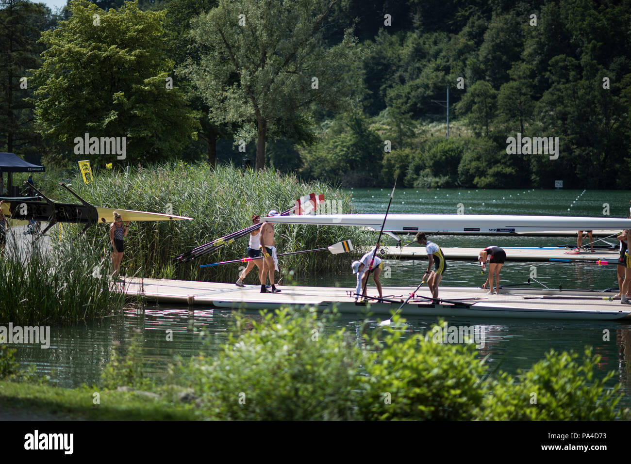 Lucerne, SWITZERLAND, 12th July 2018, Thursday Crew, Activity, on the ...
