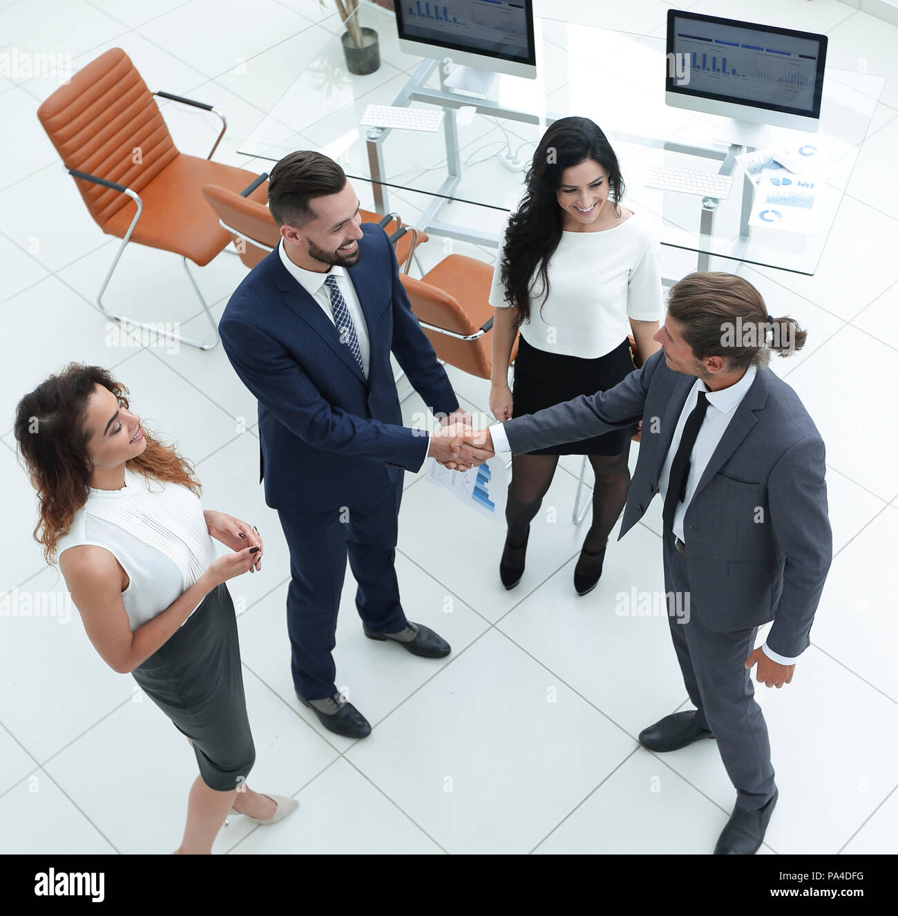 view from the top.the handshake business partners Stock Photo - Alamy