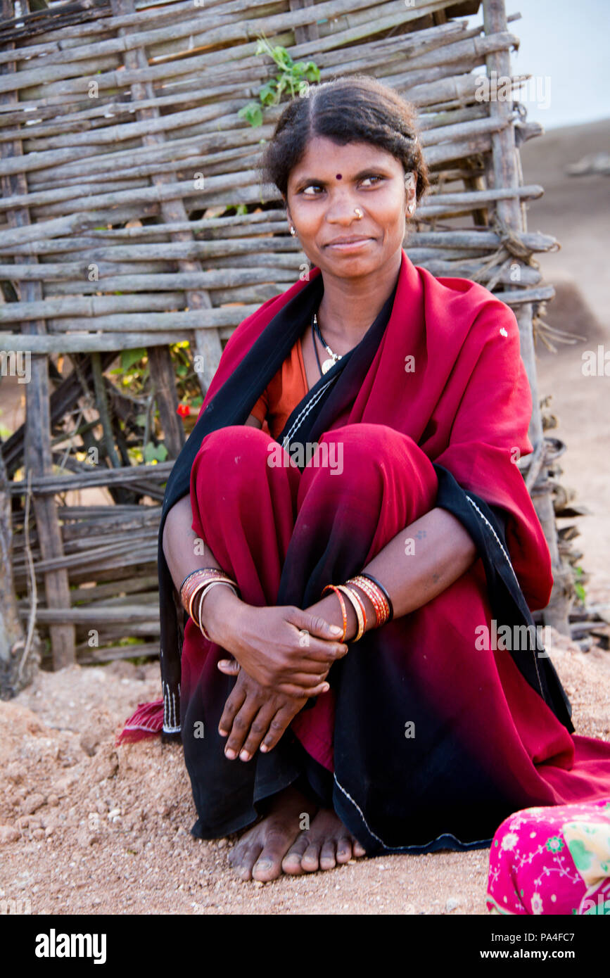 Local lady living in Kanha village near the Kanha National Park, in ...