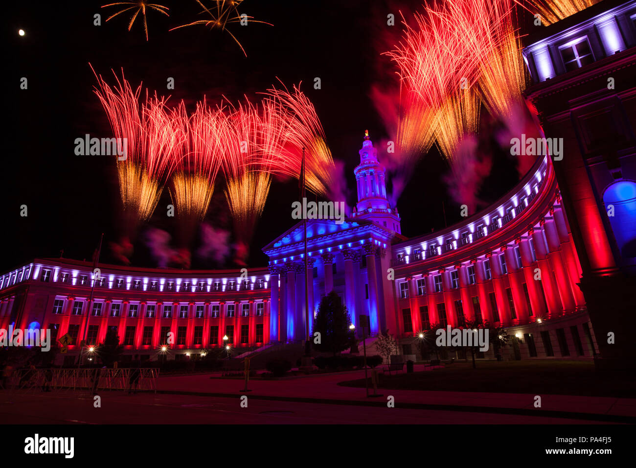 July 4 Fireworks, City and County Building, Denver, Colorado Stock ...