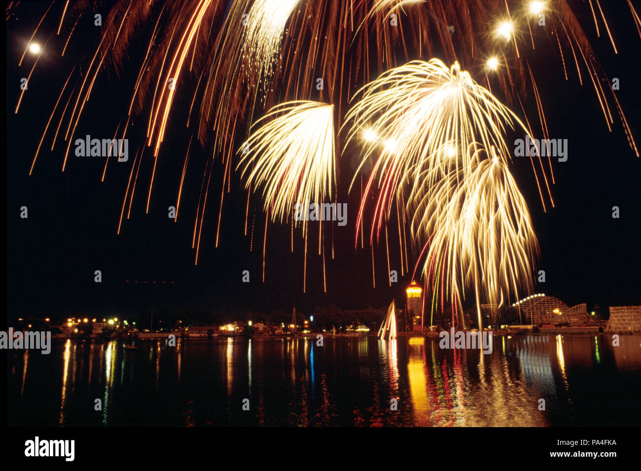 Fireworks at Lakeside Stock Photo - Alamy