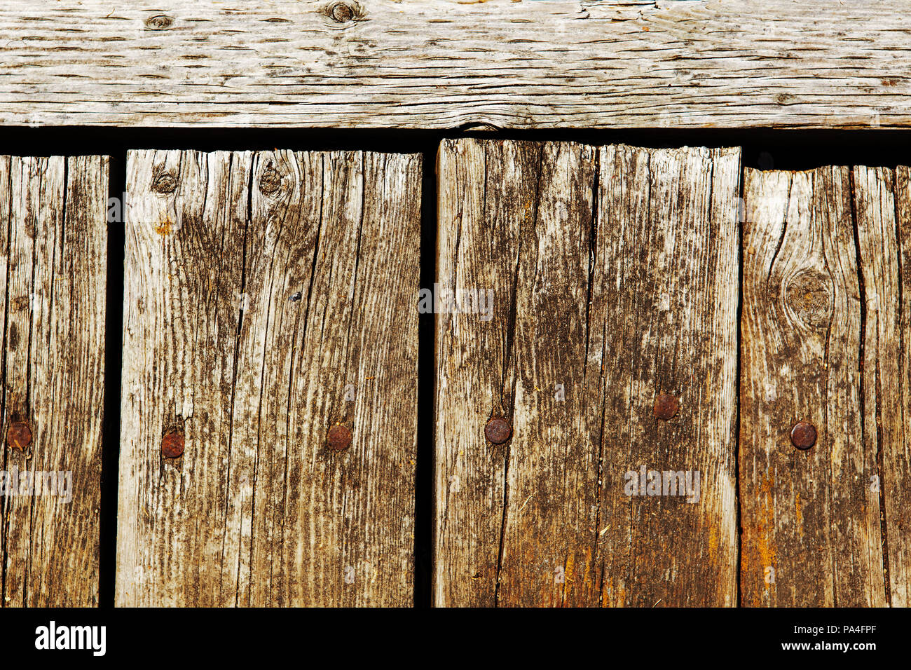 Closeup of wooden planks of fence, boardwalk, texture background ...