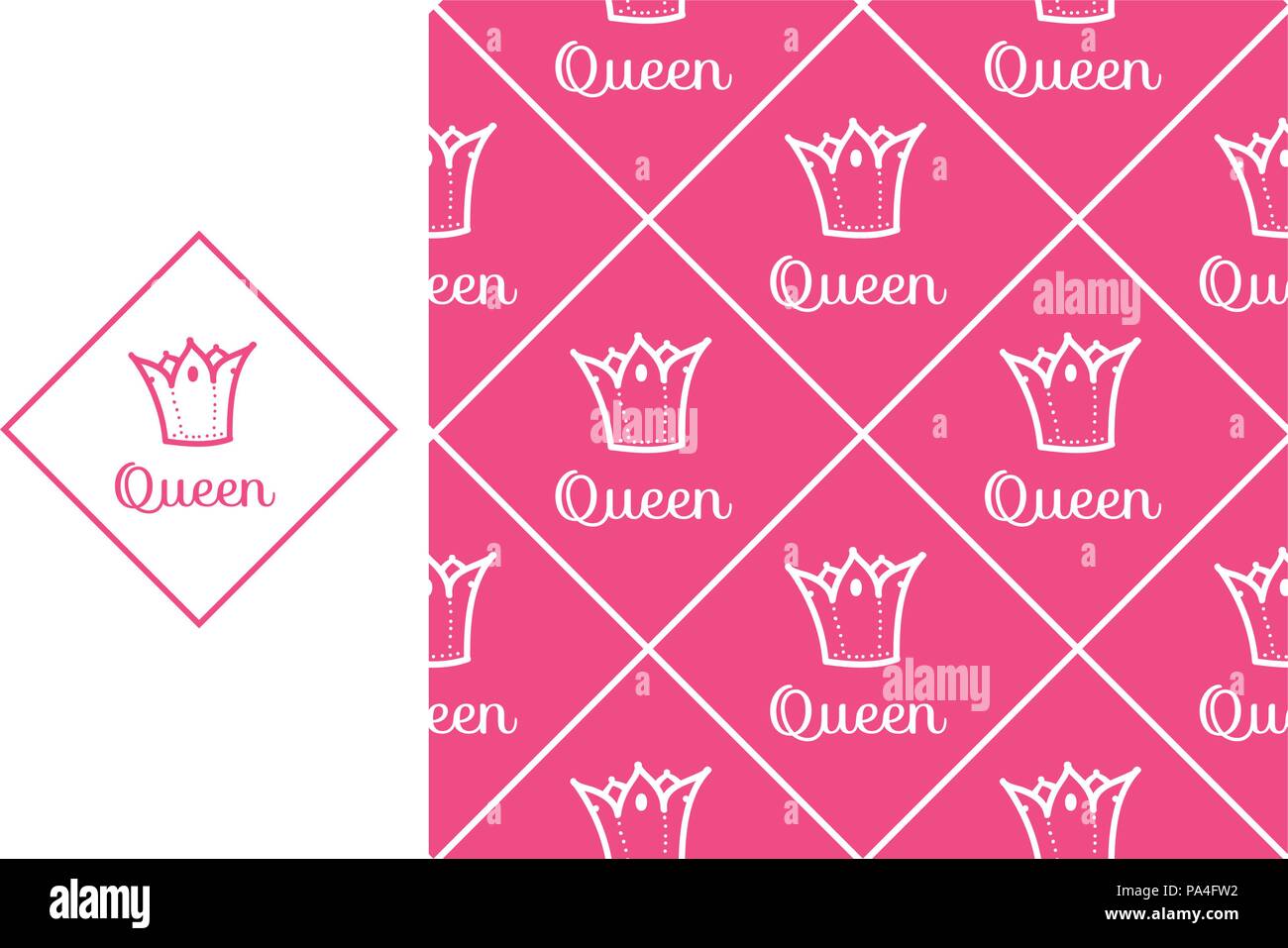 Vector Queen Crown. Seamless repeating pattern isolated on pink ...