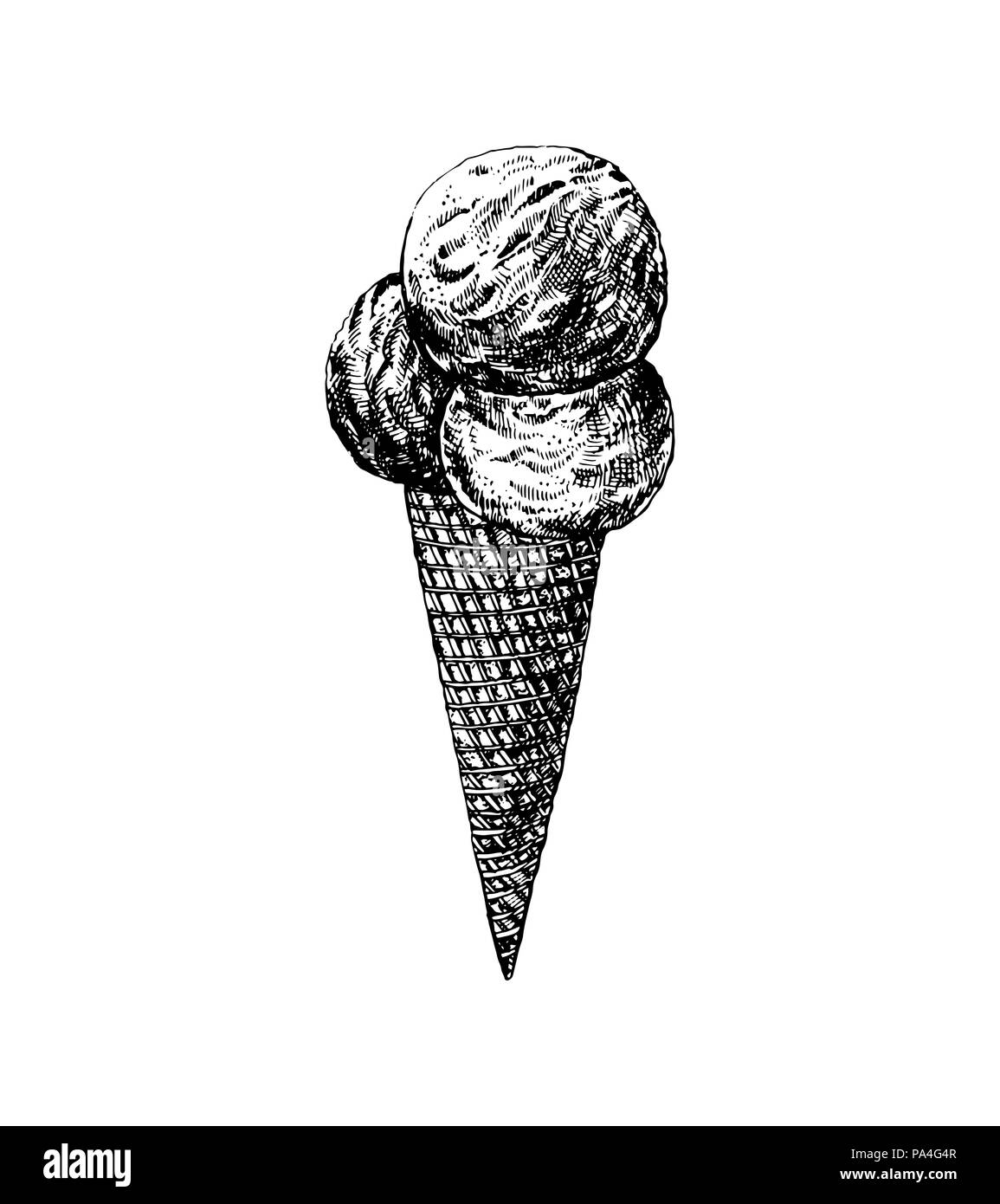 Hand drawn sketch style ice cream isolated on white background. Vector ...