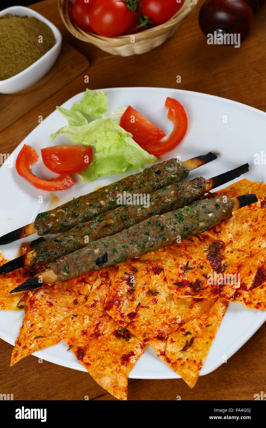 Adana kebab, minced meat kebab, turkish food Stock Photo - Alamy