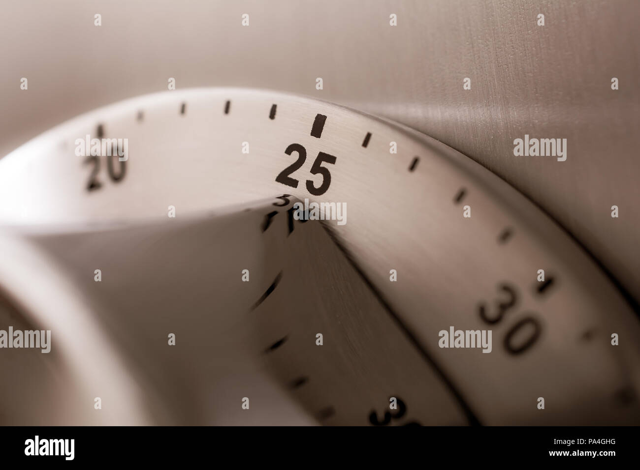 25 Minutes - Analog Chrome Kitchen Timer Placed On A Refrigerator Stock ...