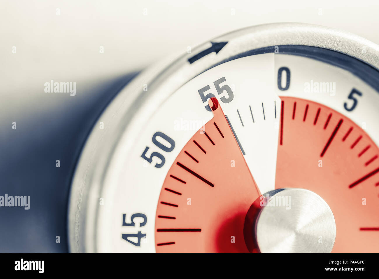 55 Minutes - Analog Kitchen Timer With Red Mark Placed On A Fridge In ...