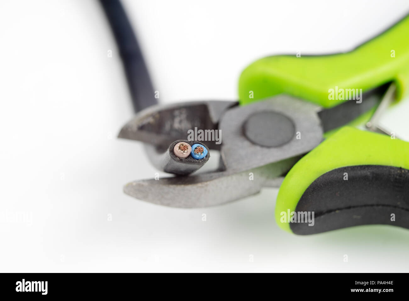 Cable cutters and insulated electric wire. Accessories for electricians ...