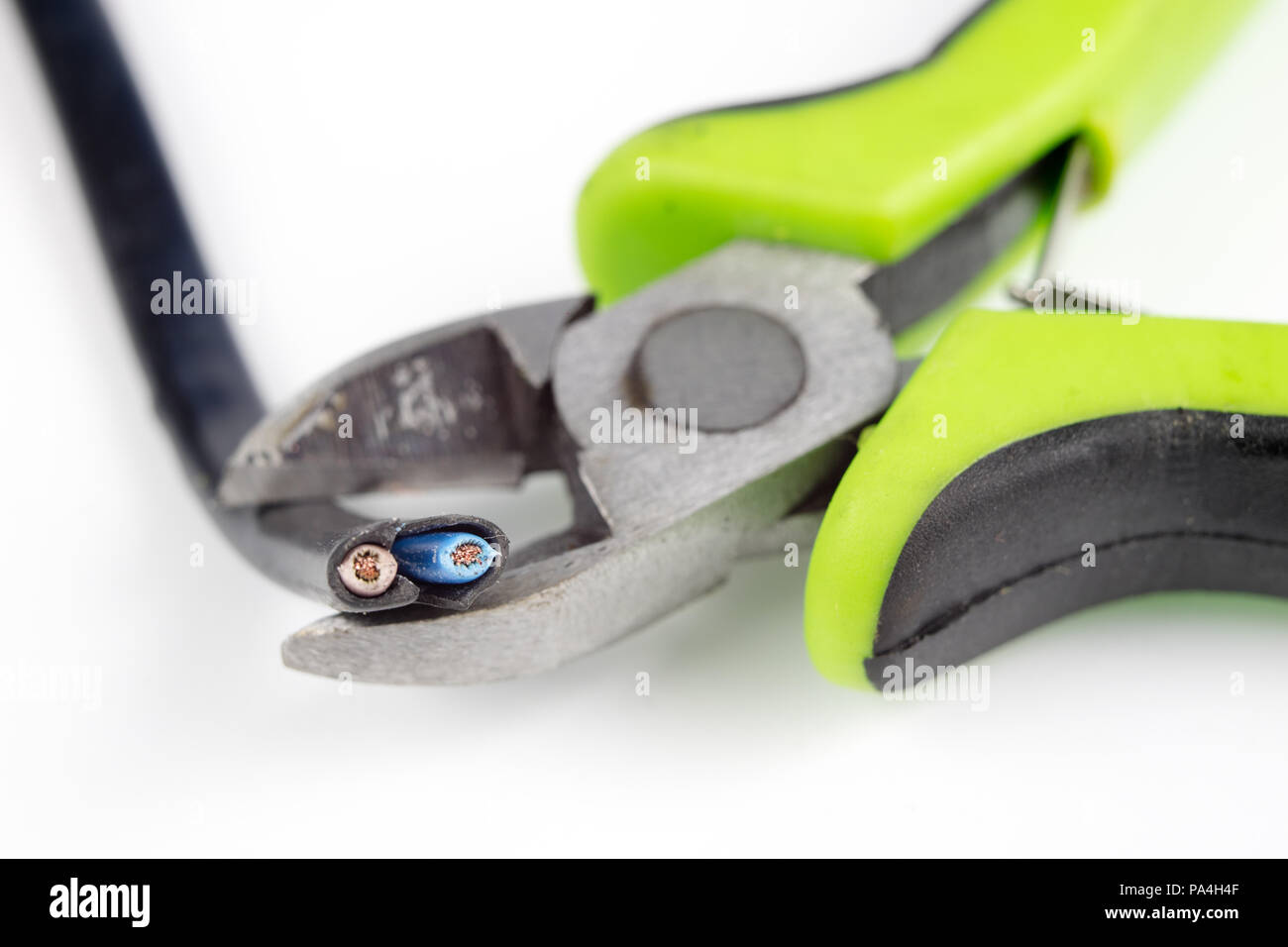 Cable cutters and insulated electric wire. Accessories for electricians ...
