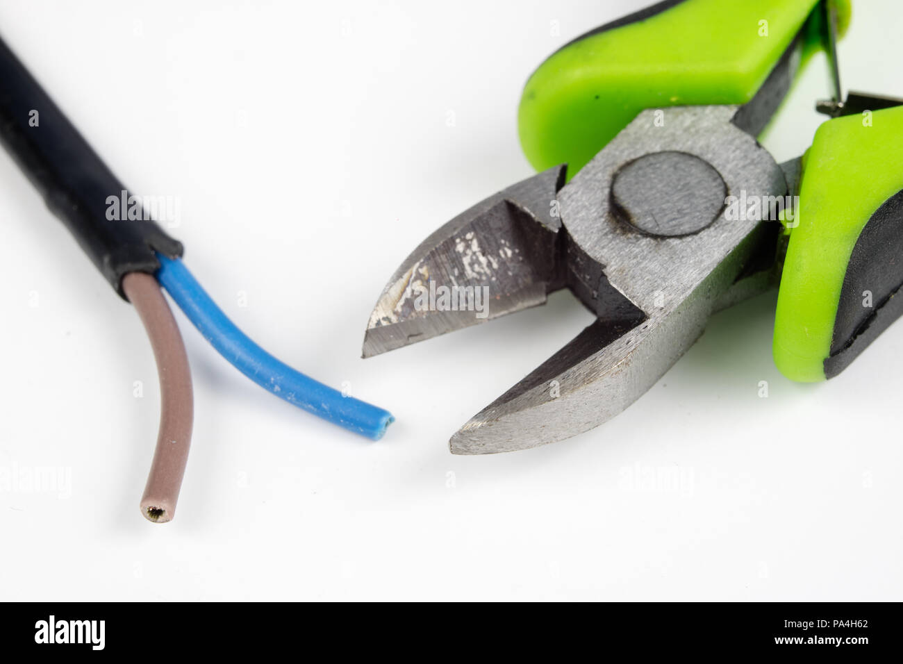 Cable cutters and insulated electric wire. Accessories for electricians ...