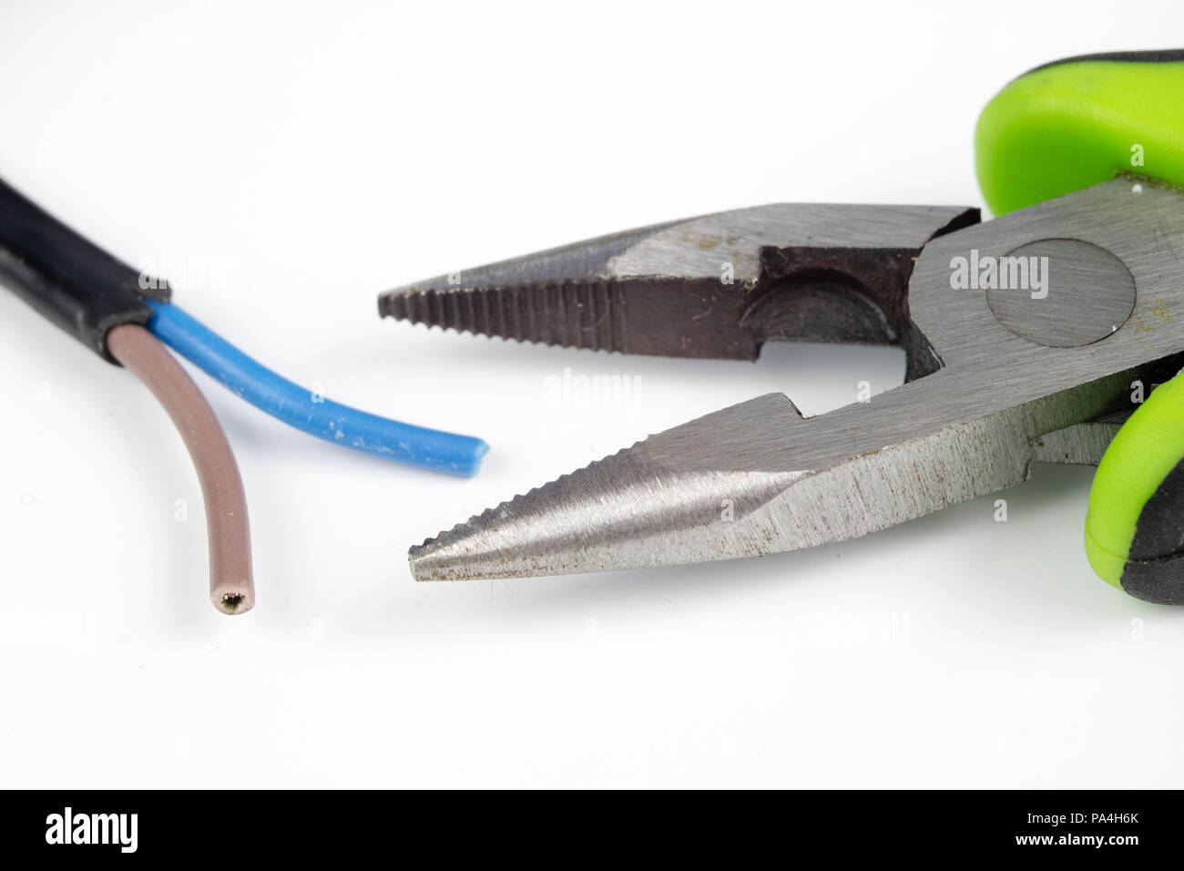 Cable cutters and insulated electric wire. Accessories for electricians ...