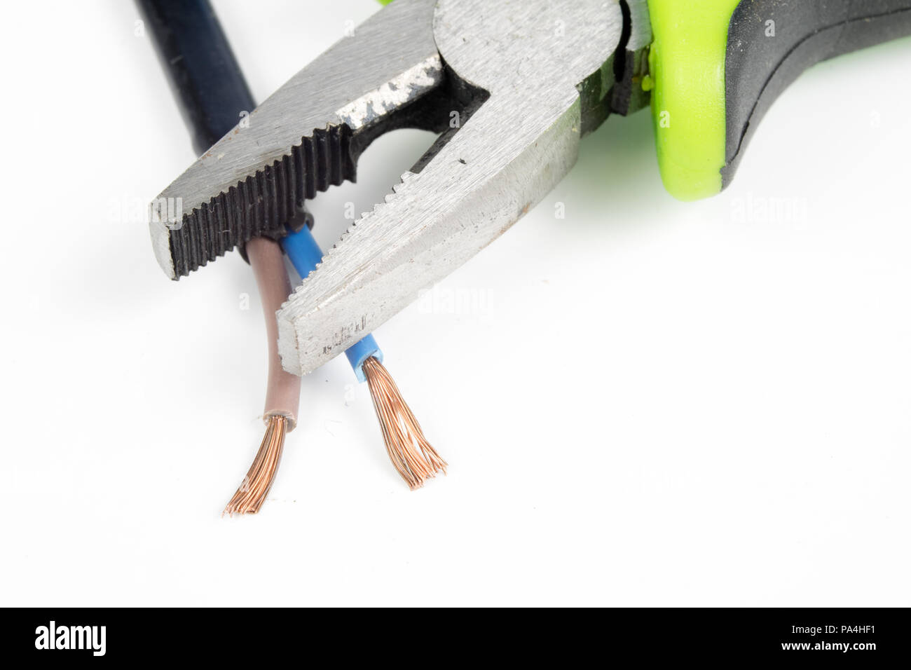 Cable cutters and insulated electric wire. Accessories for electricians ...