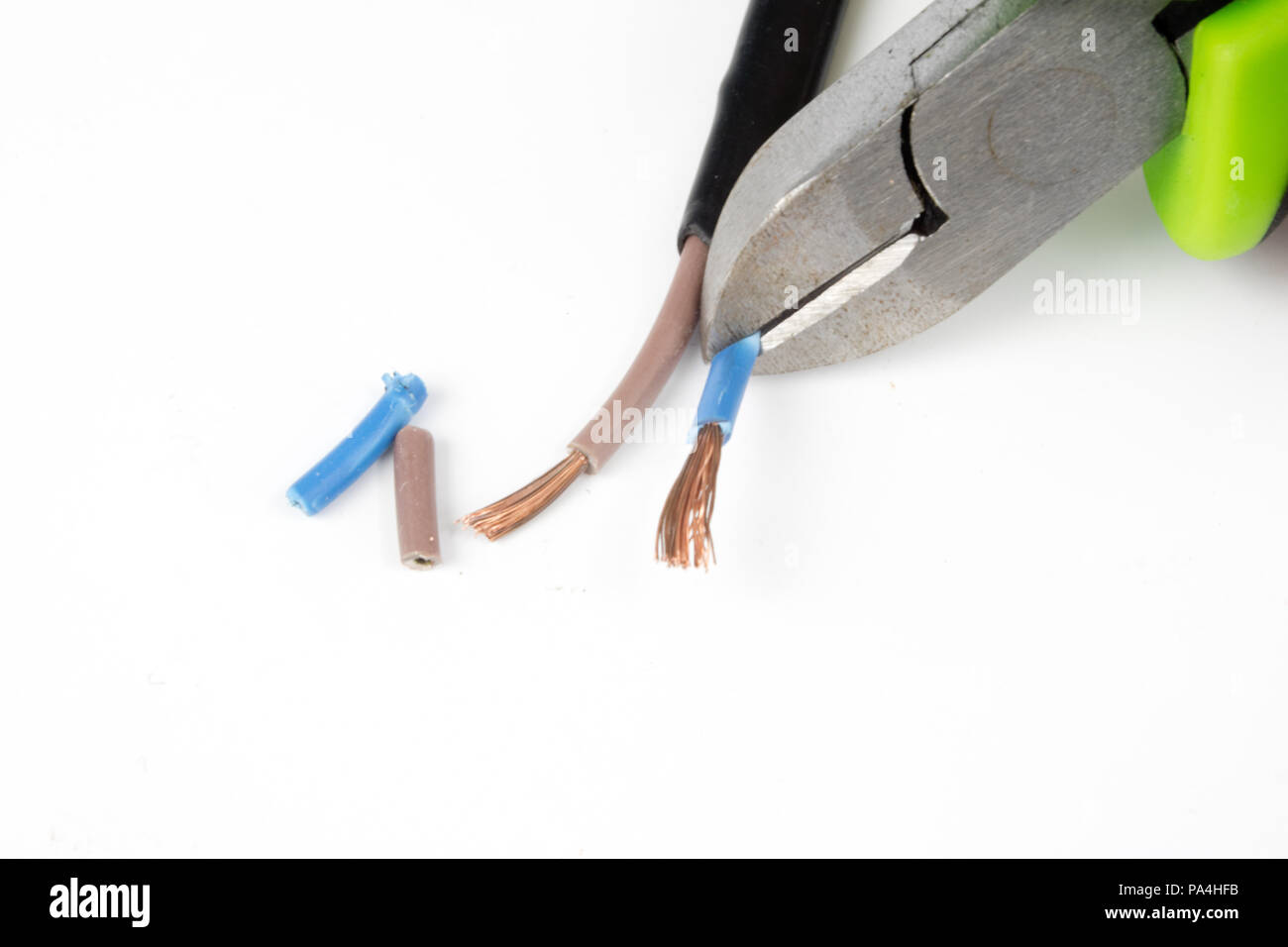 Cable cutters and insulated electric wire. Accessories for electricians ...