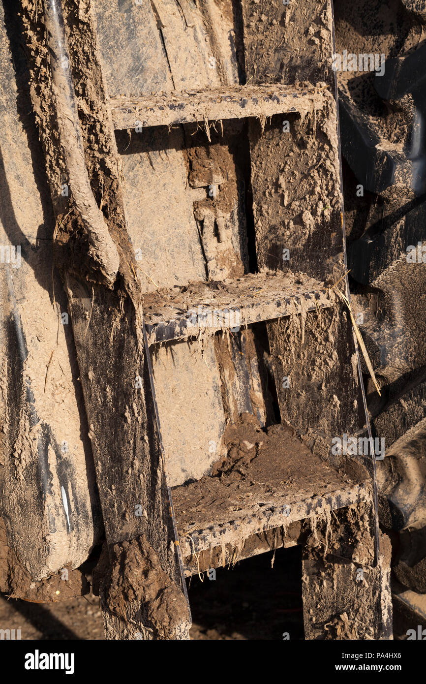 metal ladder on a tractor or other agricultural machinery, completely ...