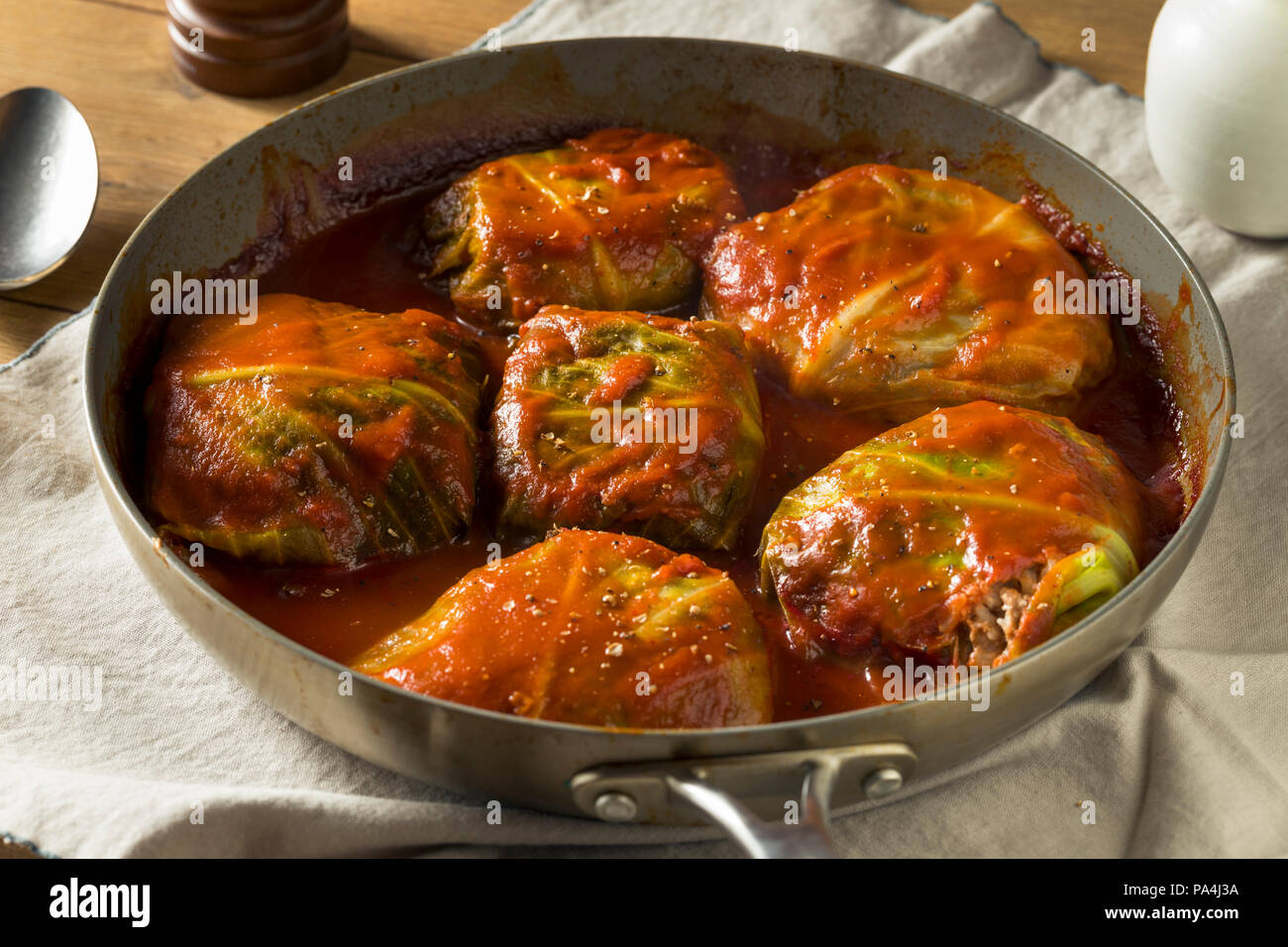 Homemade Beef Stuffed Cabbage Rolls with Tomato Sauce Stock Photo - Alamy