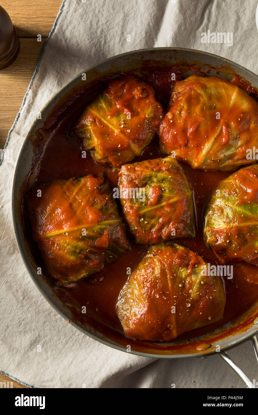 Homemade Beef Stuffed Cabbage Rolls with Tomato Sauce Stock Photo - Alamy