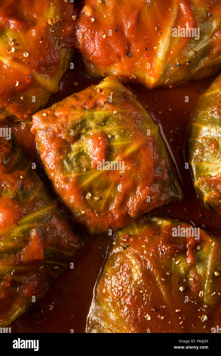 Homemade Beef Stuffed Cabbage Rolls with Tomato Sauce Stock Photo - Alamy