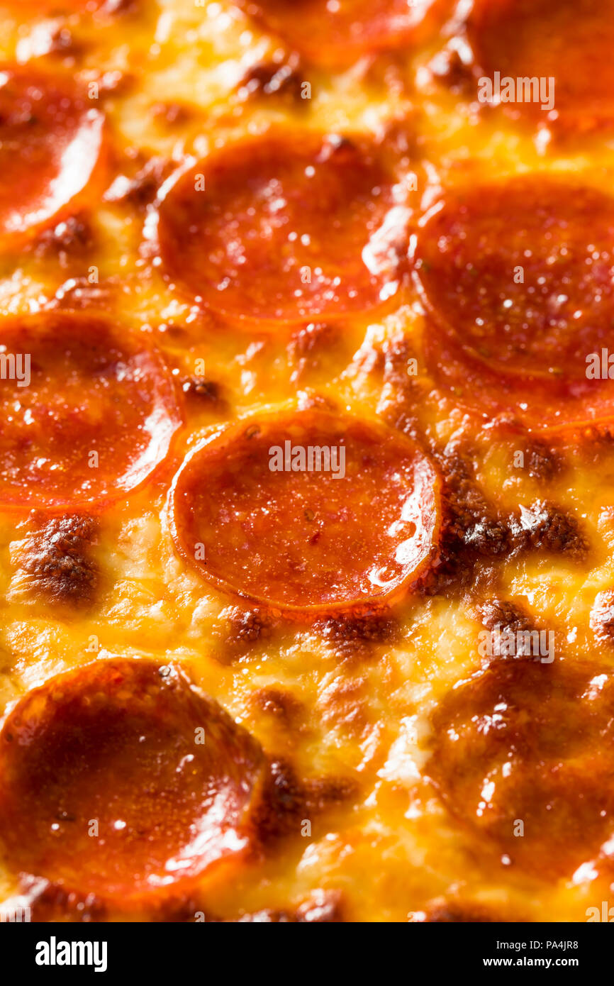 Homemade Greasy Pepperoni New York Pizza Ready to Eat Stock Photo - Alamy
