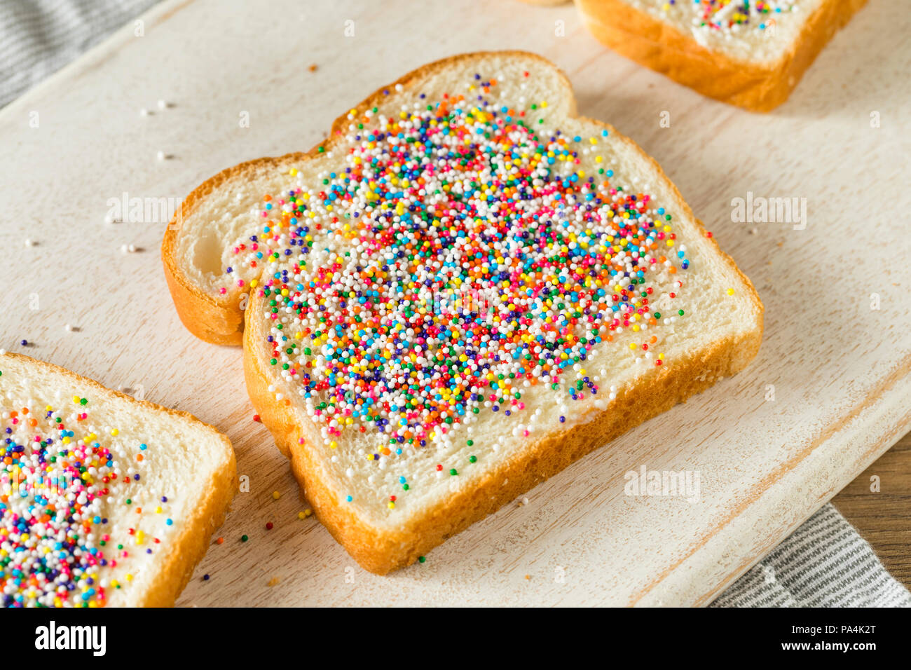 Homemade Australian Fairy Bread with Sprinkles and Butter Stock Photo ...