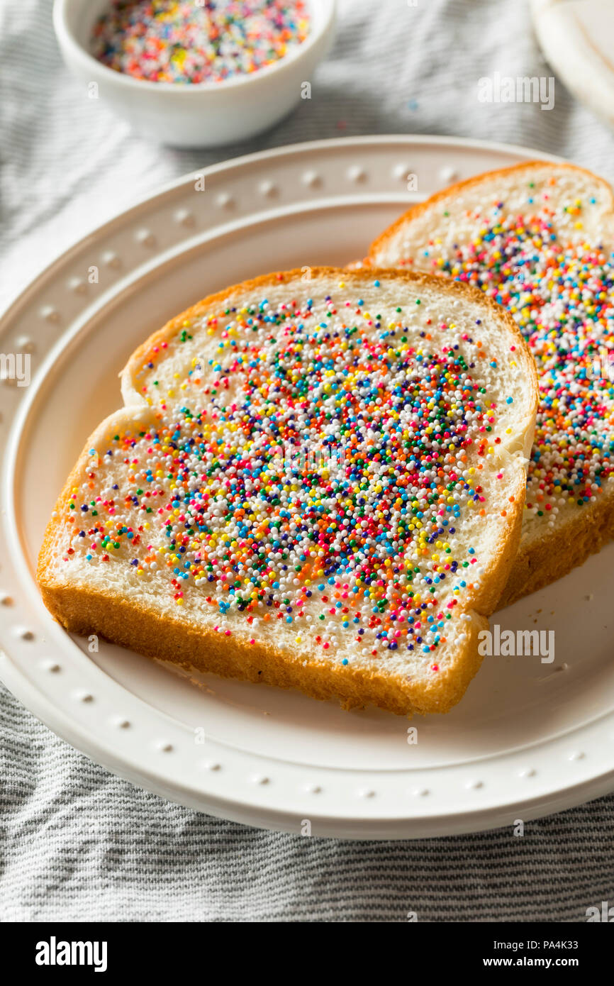 Homemade Australian Fairy Bread with Sprinkles and Butter Stock Photo ...