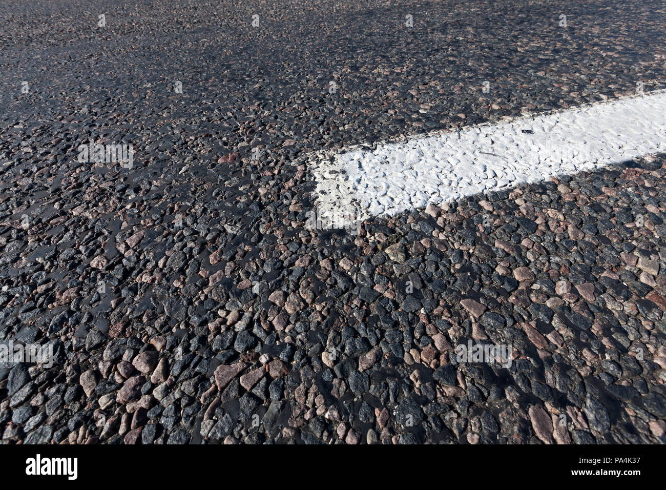 asphalt road with white marking strip for traffic control Stock Photo ...