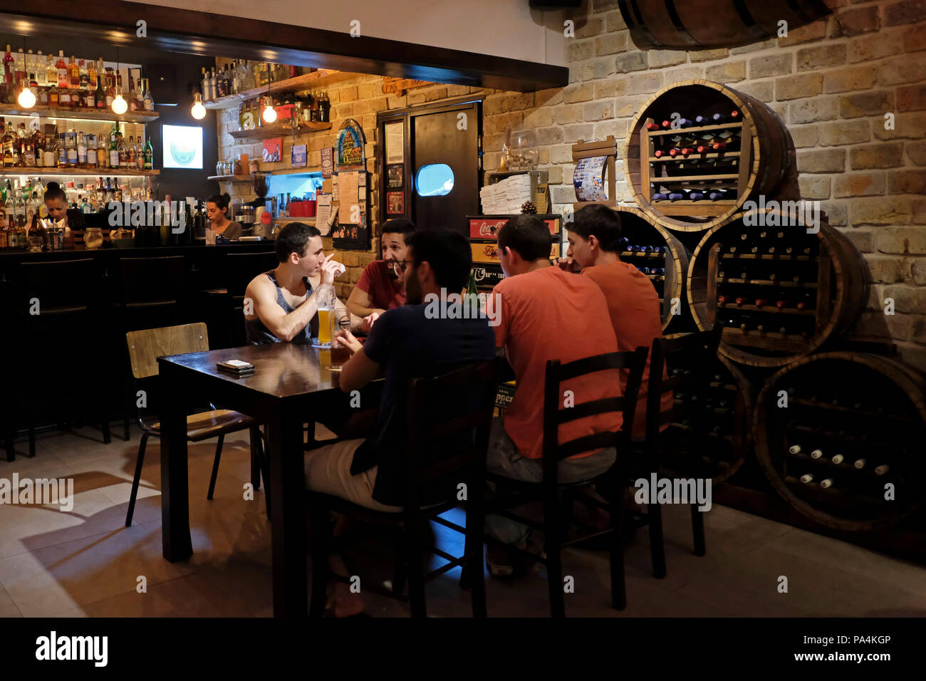People dining in Hahavit restaurant in the town of Mitzpe Ramon in the ...