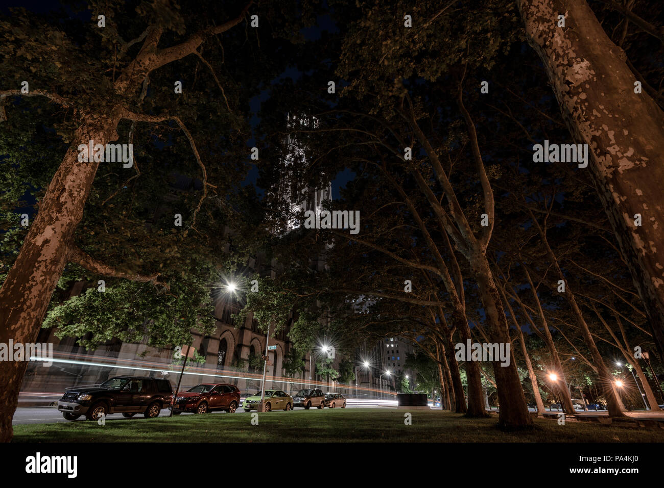 View on the Riverside Church from the Riverside Park at Night Stock ...