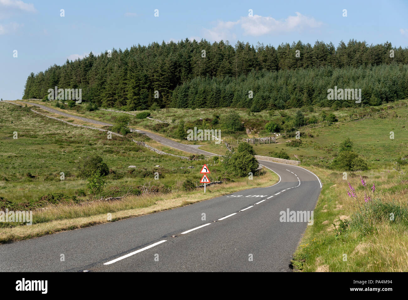Open road close to Two Bridges in the Dartmoor National Park, Devon ...
