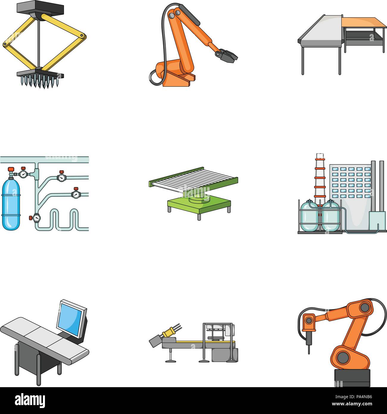 Factory equipment and machines and other icon in cartoon style.New ...