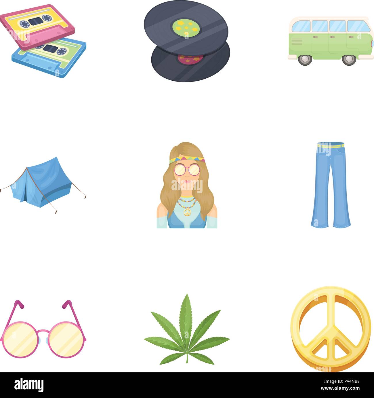 Happy and attribute cartoon icons in set collection for design. Happy ...