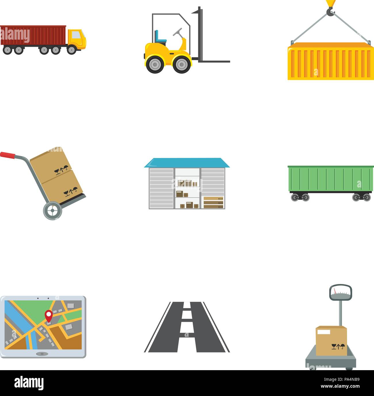 Logistic set icons in cartoon style. Big collection of logistic vector ...